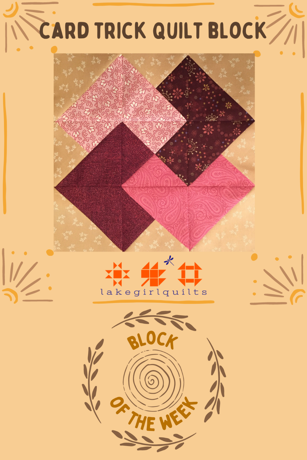Card Trick Quilt Block ~ Week #12 Spring Block of the Week - lakegirlquilts