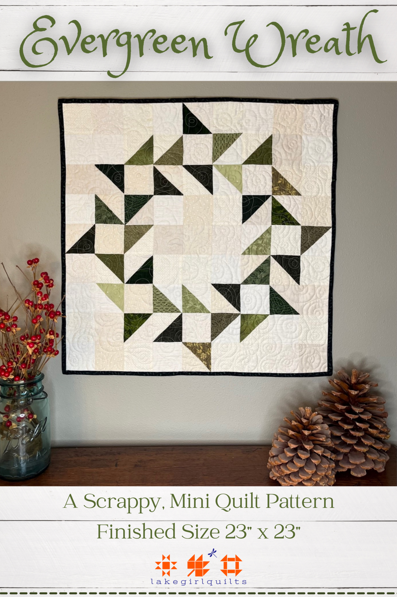 Evergreen Wreath Quilt ~ Easy Pattern for Beginners - lakegirlquilts